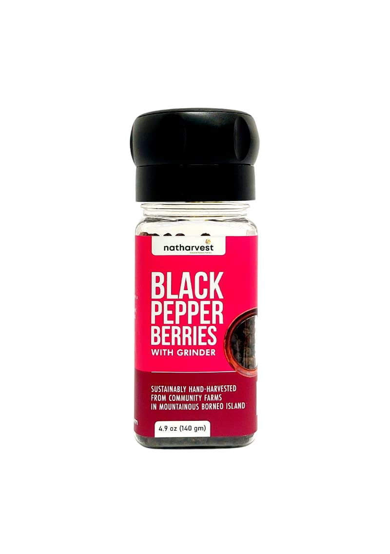 Sarawak Black Pepper Berries YPF5 with Grinder, Gourmet Spice by ...