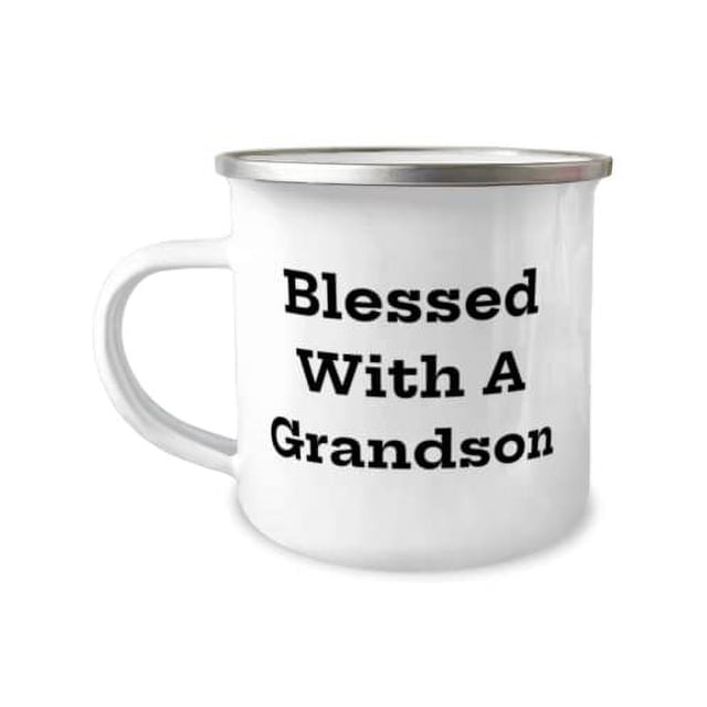 Sarcastic Grandson, Blessed With A Grandson, Cool 12oz Camper Mug For ...