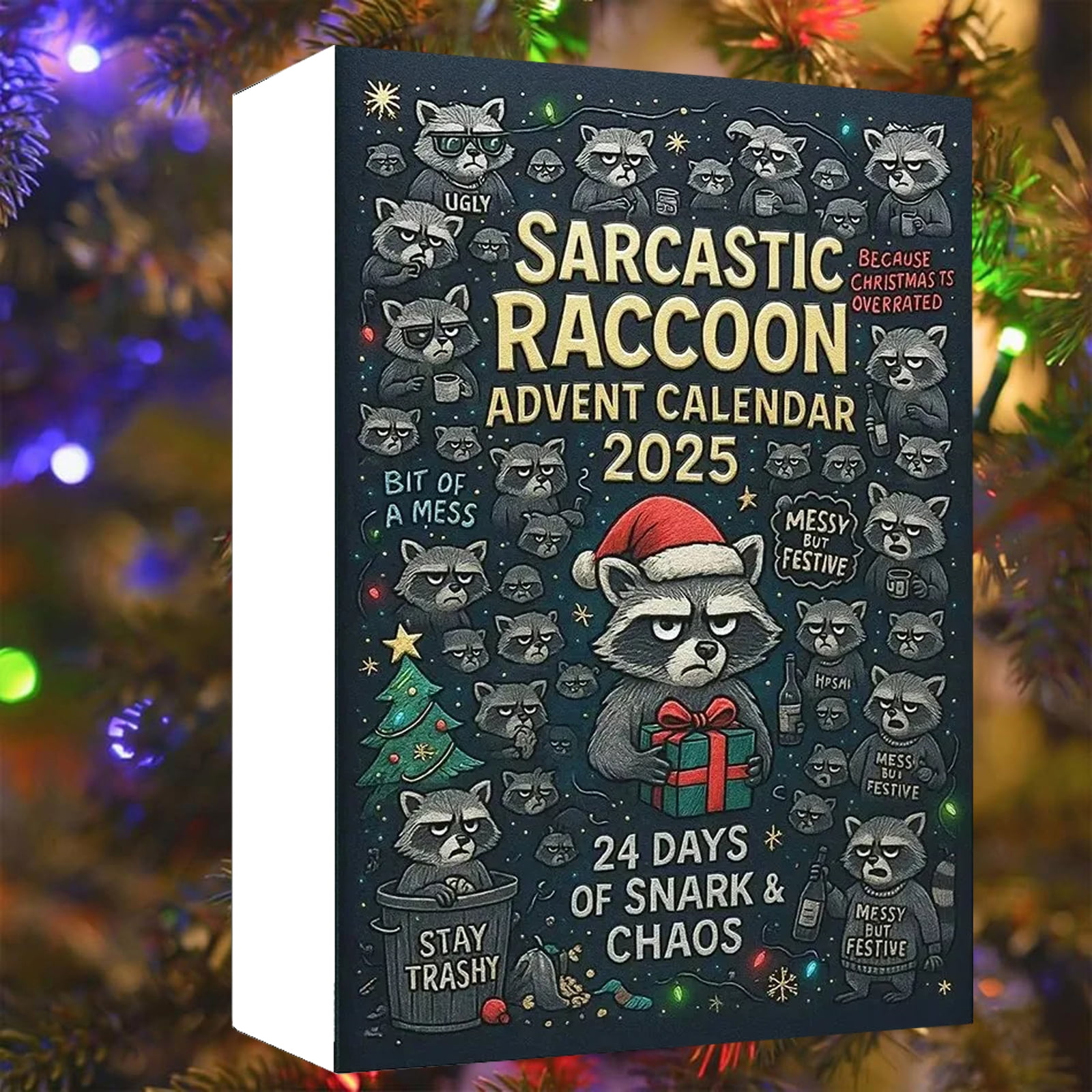 Sarcastic Raccoon Advent Calendar 2025, 24 Days Christmas Countdown ...