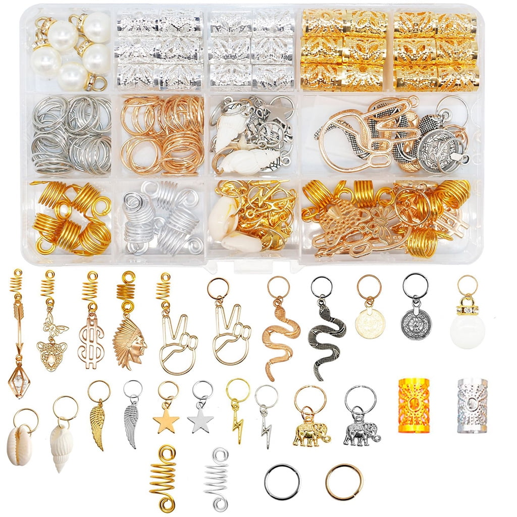 Sardfxul 173 Dreadlocks Beads Hair Braid Rings Clips Dread Locks Hair ...