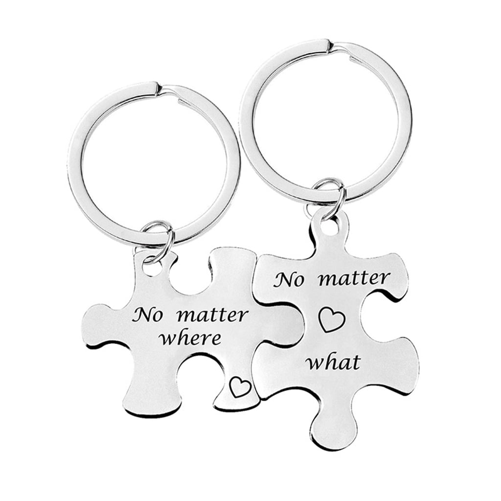 Sardfxul 2PCS/Set Best Friend Family Keychains Matching Puzzle Keyring ...
