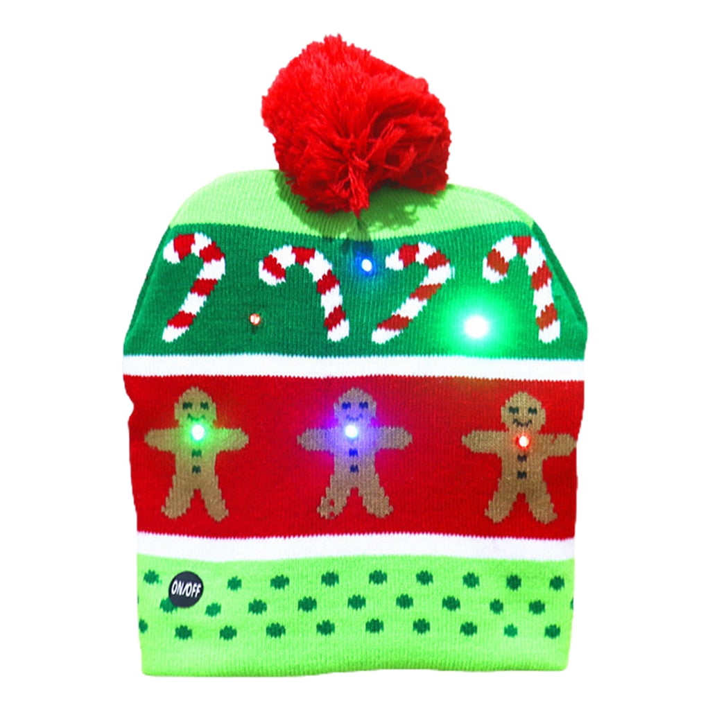 Sardfxul LED Christmas Hat Light Up Christmas Hats Gingerbread Man Ugly ...