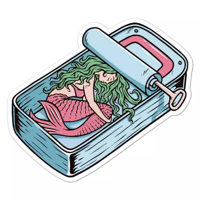 Sardine Can Mermaid Sticker Indoor Outdoor Phone Decal Water Bottle ...