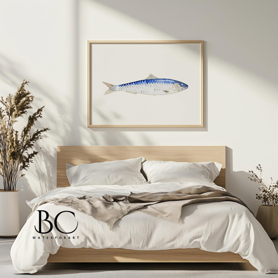 Sardine Fish Watercolor Art Print, Sardine Art Print, Lake House Decor ...