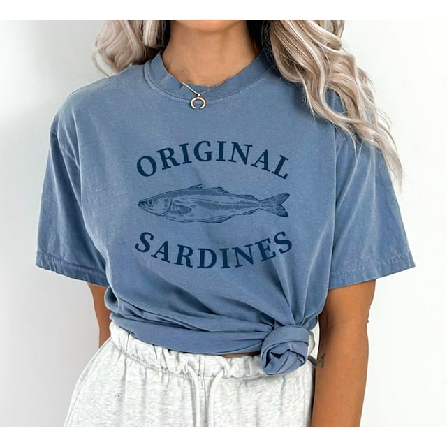 Sardine Fishing T-shirt – Retro Tinned Fish Graphic Tee, Bass Fisherman ...