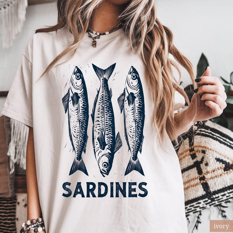 Sardine Graphic Tee Tinned Fish Shirt Amalfi Aesthetic Beach Tee ...