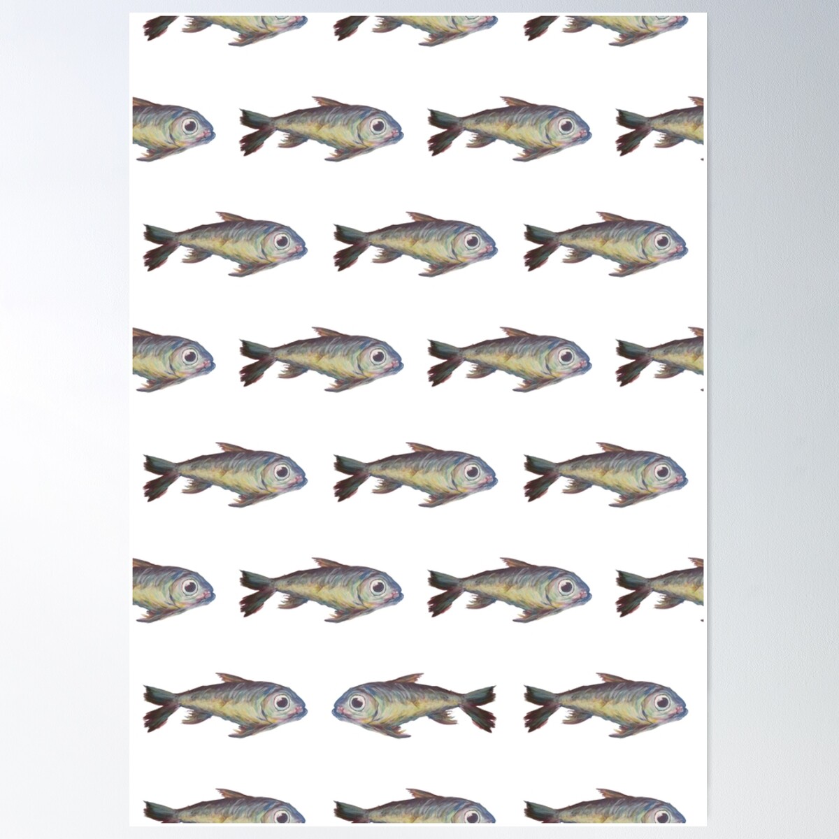 Sardine Pattern Poster Wall Art, Modern Wall Decor For Living Room ...