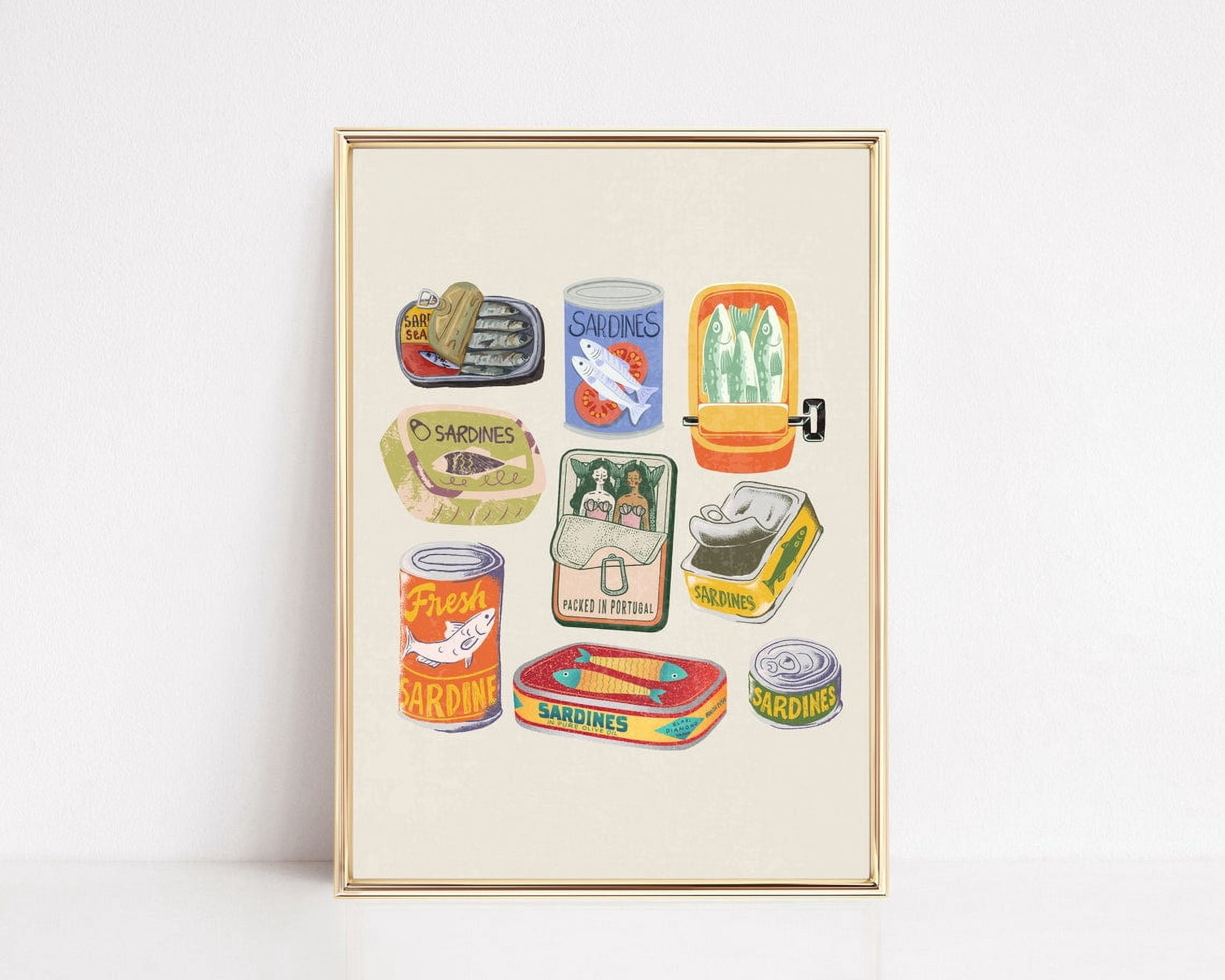Sardines Art Print Retro Kitchen Decor Food Wall Art Cute Dining Room ...