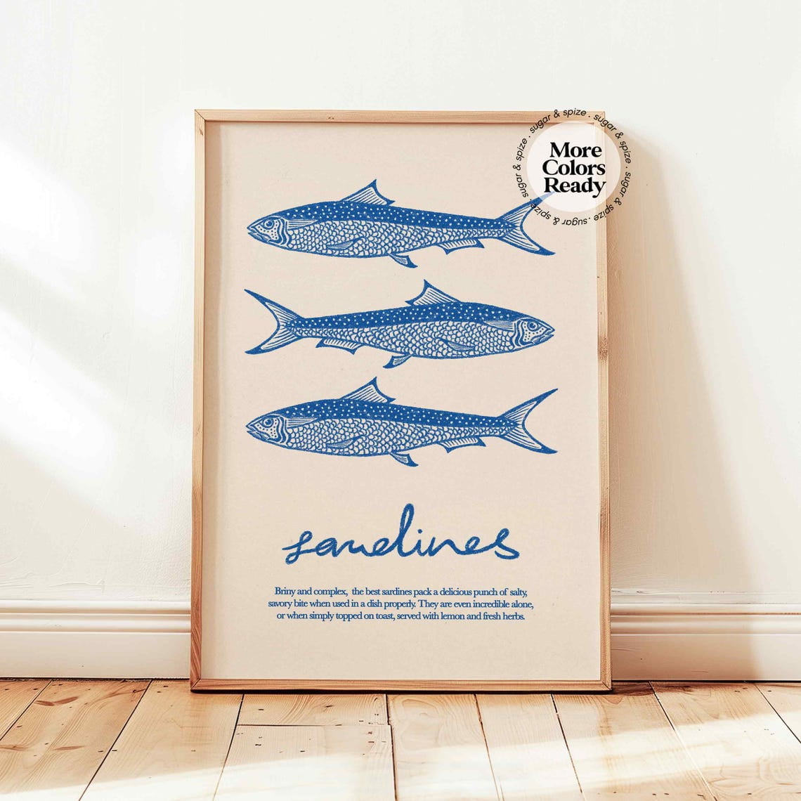 Sardines Fish Retro Print, Decor For Living Room Bedroom, 8x12 UNFRAMED ...