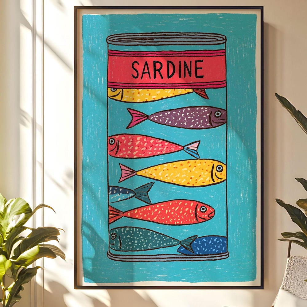 Sardines Kitchen Wall Art Poster - & - Rustic Decor For Food Lovers Art ...
