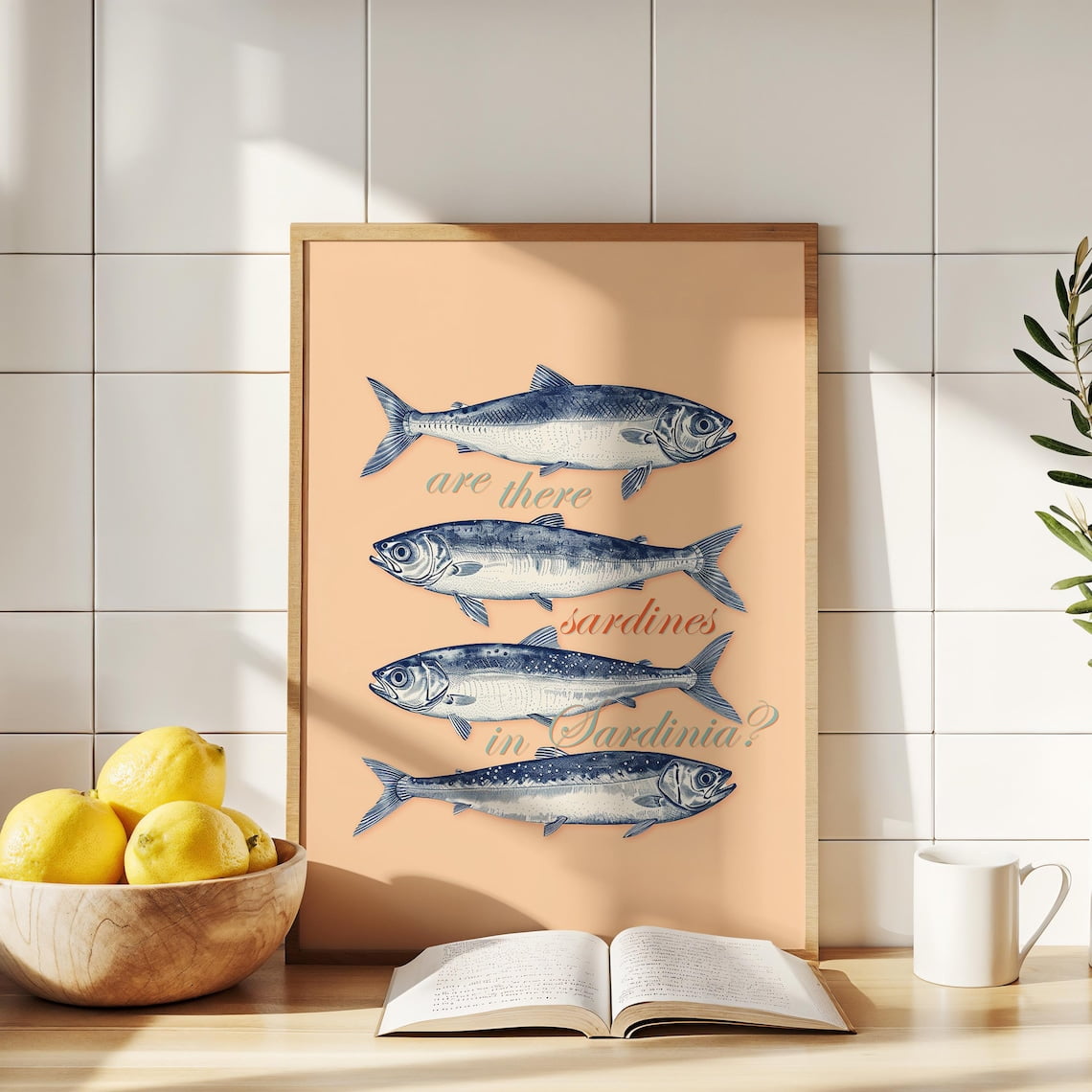 Sardines In Sardinia Wall Art Print, Kitchen Poster, Retro Food Poster ...