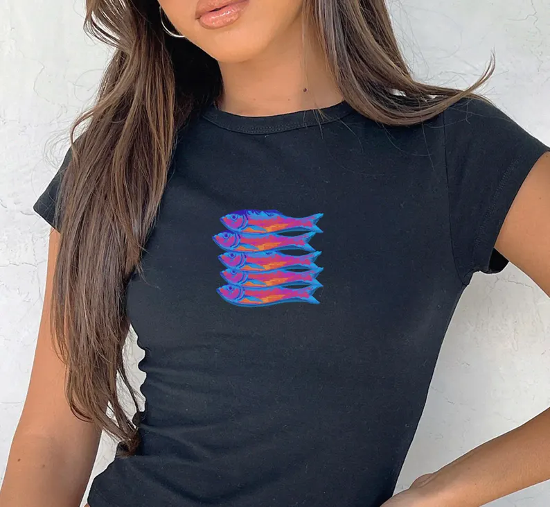 Sardines Tin Fish 90s Baby Tee Baby Tee Tomato Girl Tee Ocean Inspired ...