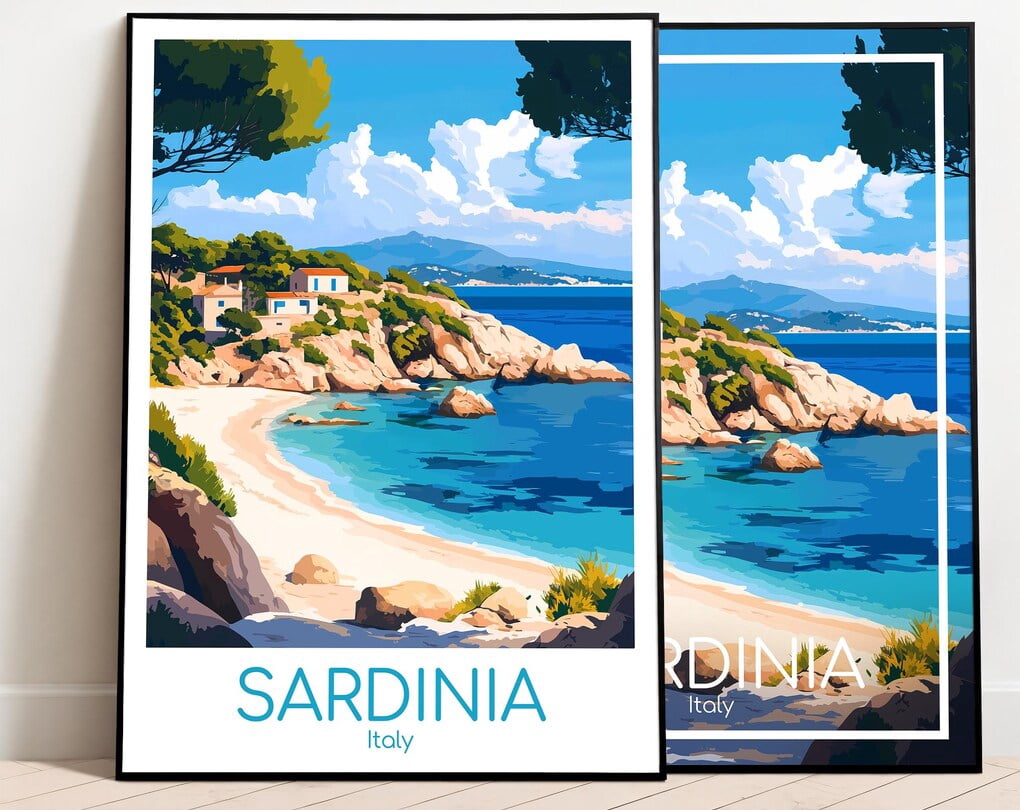 Sardinia Travel Poster Sardinia Poster Wall Art Italy Vintage Poster ...