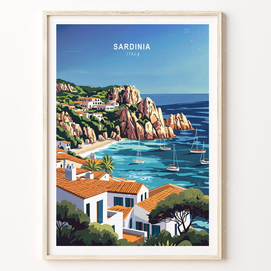 Sardinia Travel Wall Art, Sardinia Italy Travel Poster, Italy Travel ...