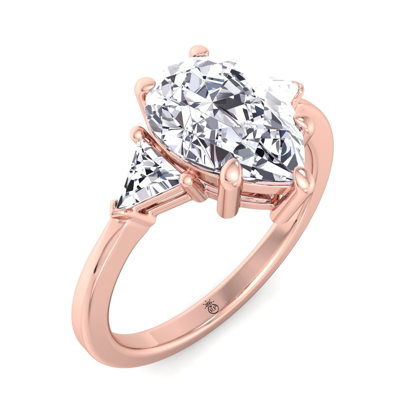 Sardy - Moissanite Pear Shape Lab Diamond Engagement Ring with Tapered ...