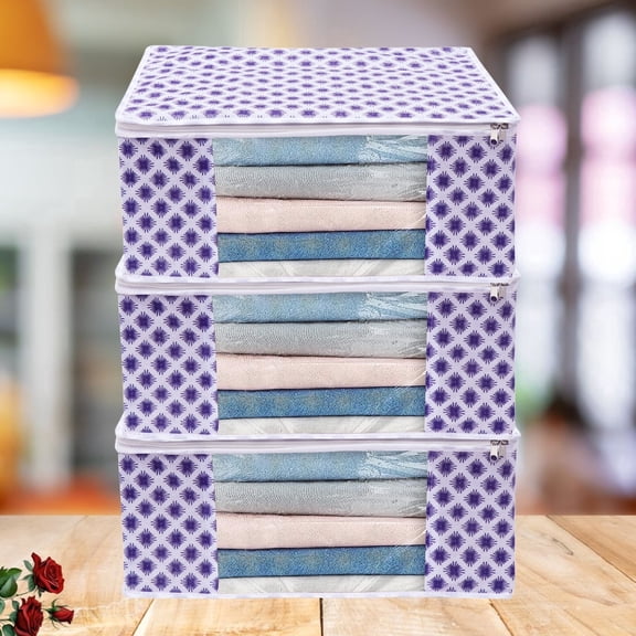 Saree Organizers for Closet Storage with Clear Windows and Zippers