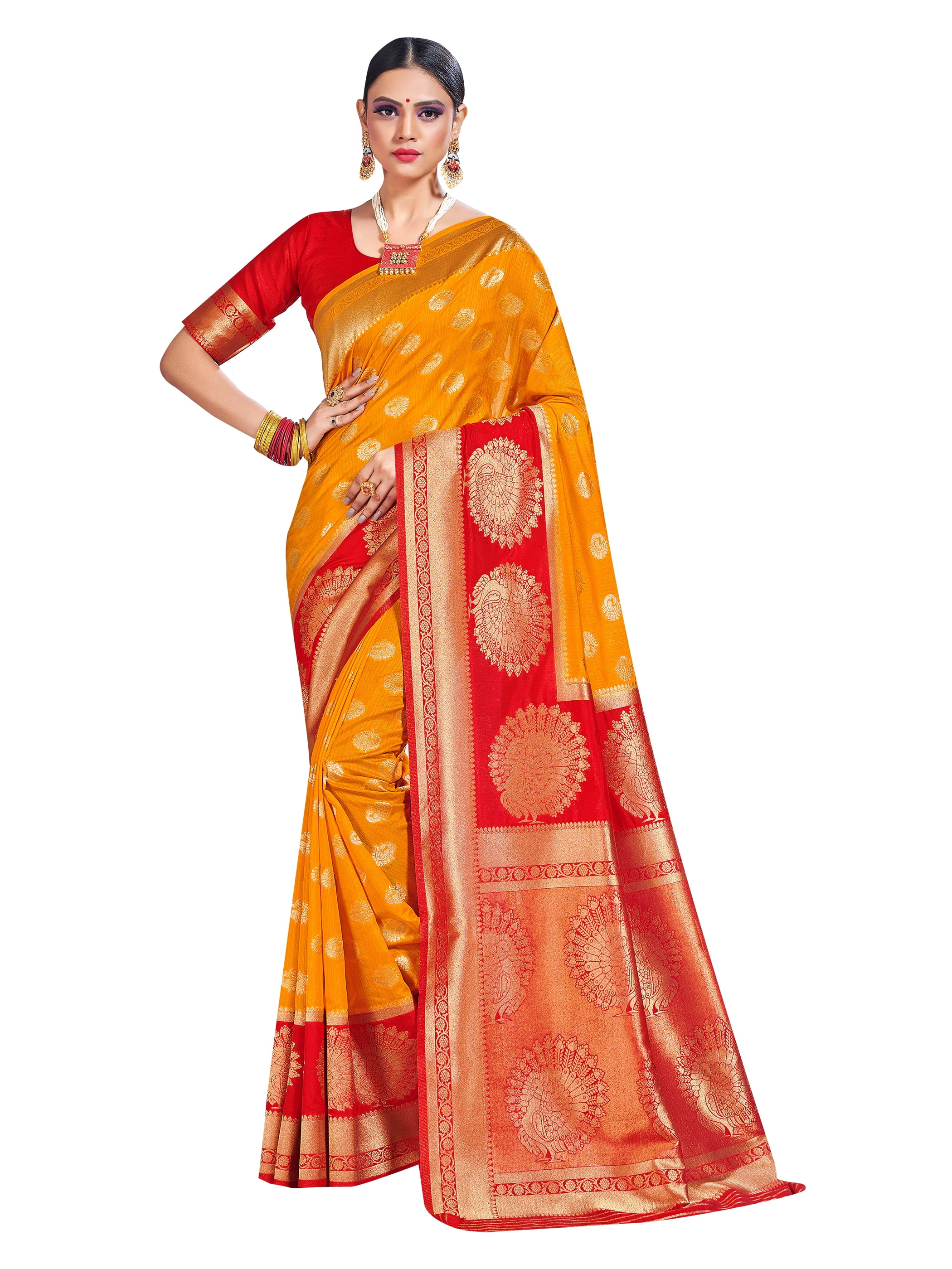 Sarees for Women Banarasi Art Silk Woven Work Saree l Indian Wedding ...