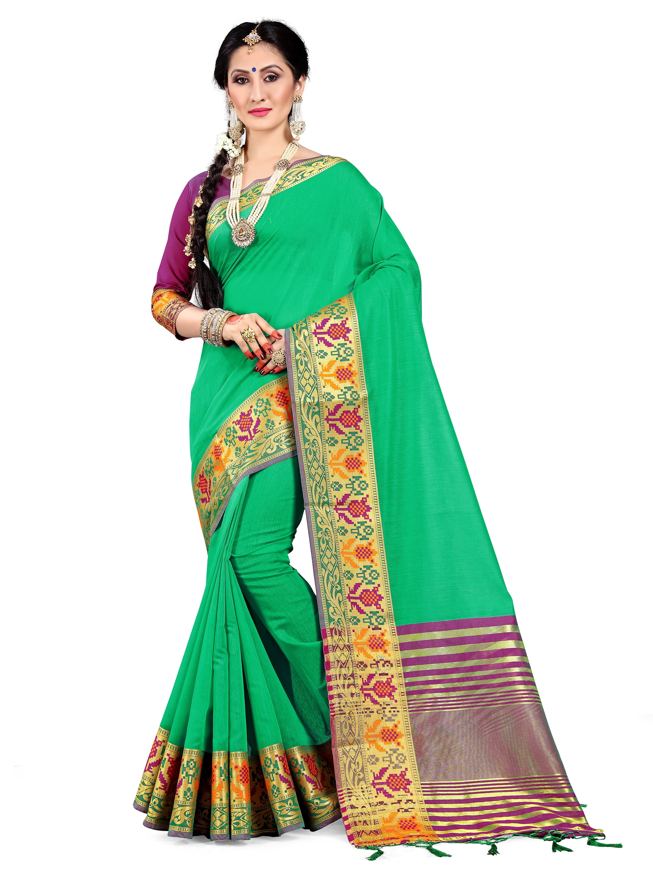 Sarees for Women Cotton Silk Woven Saree l Indian Wedding Gift Sari ...