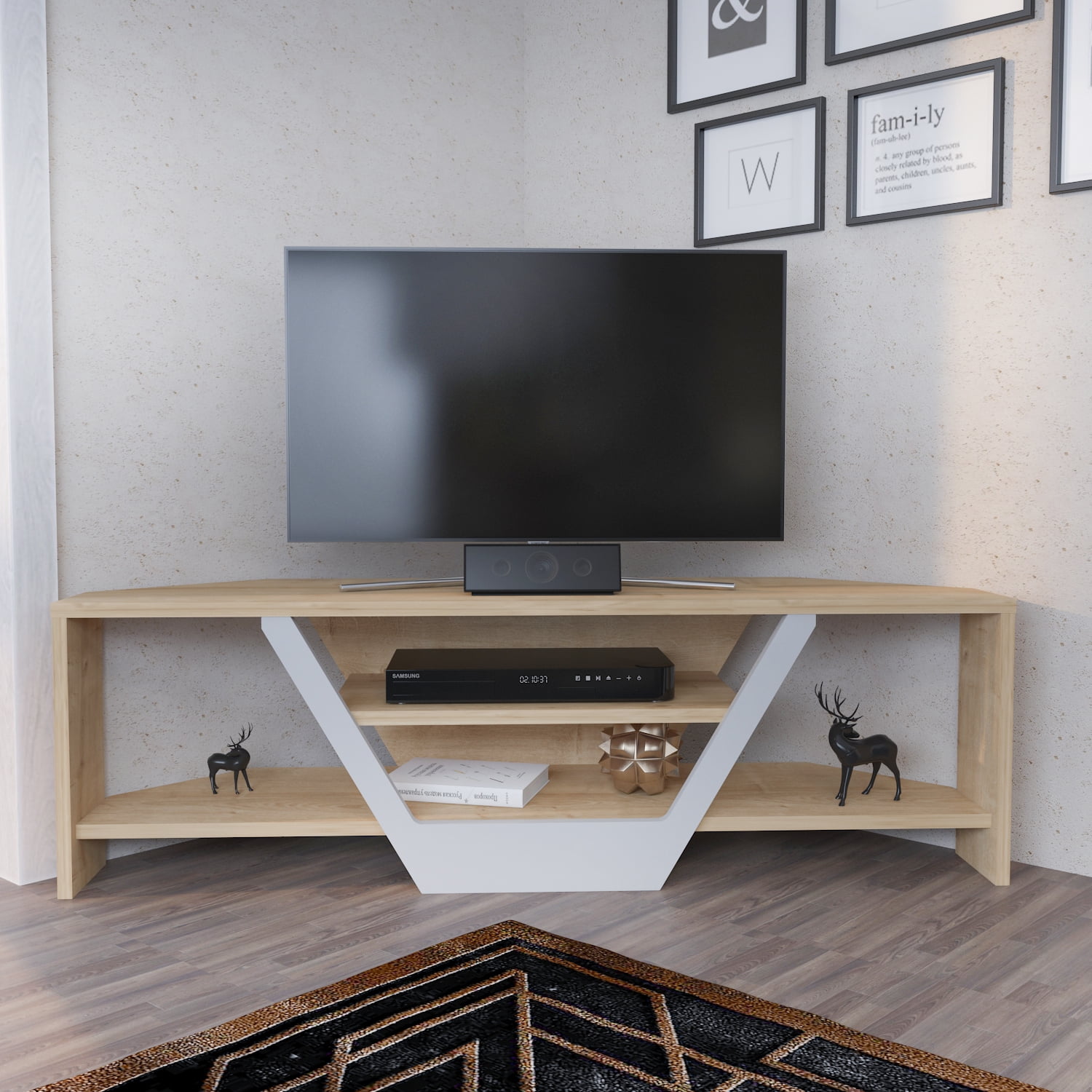 Sares 47'' Corner TV Stand Media Console Table - Modern Design Tv Stand ...