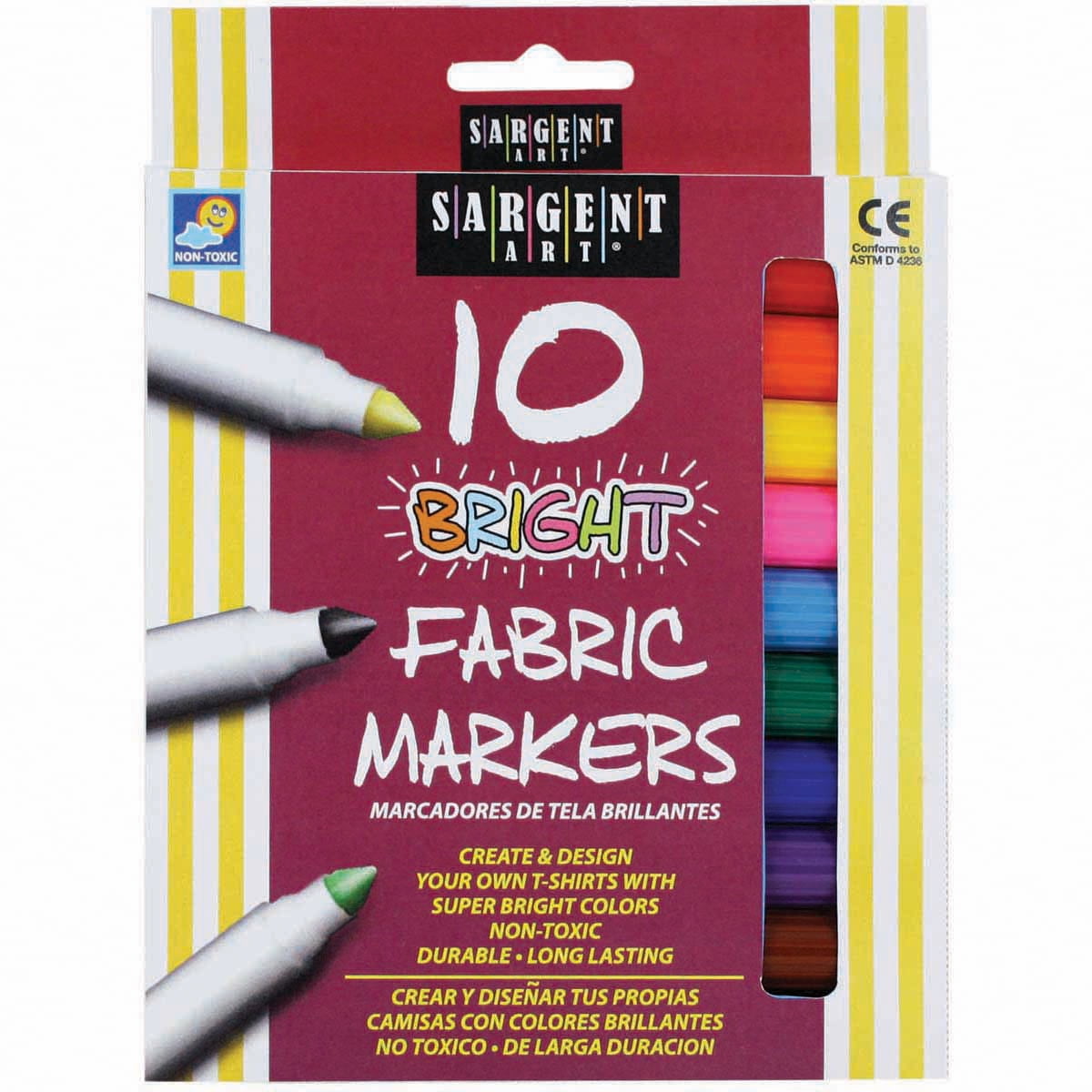 Sargent Art 22-1568 10-Count Bright Fabric Markers - Walmart.com