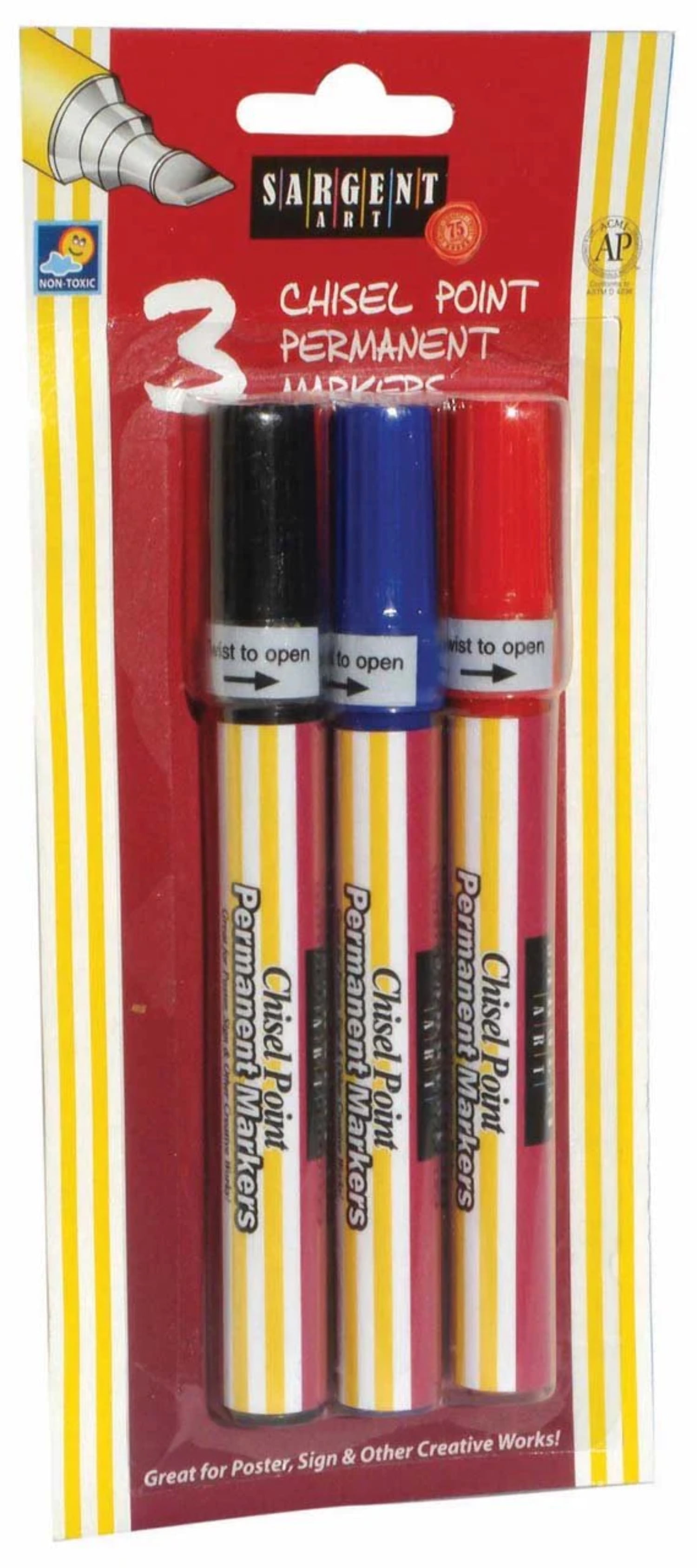 Sargent Art 22-1593 3-Count Pack Chisel Point Tip Permanent Markers ...