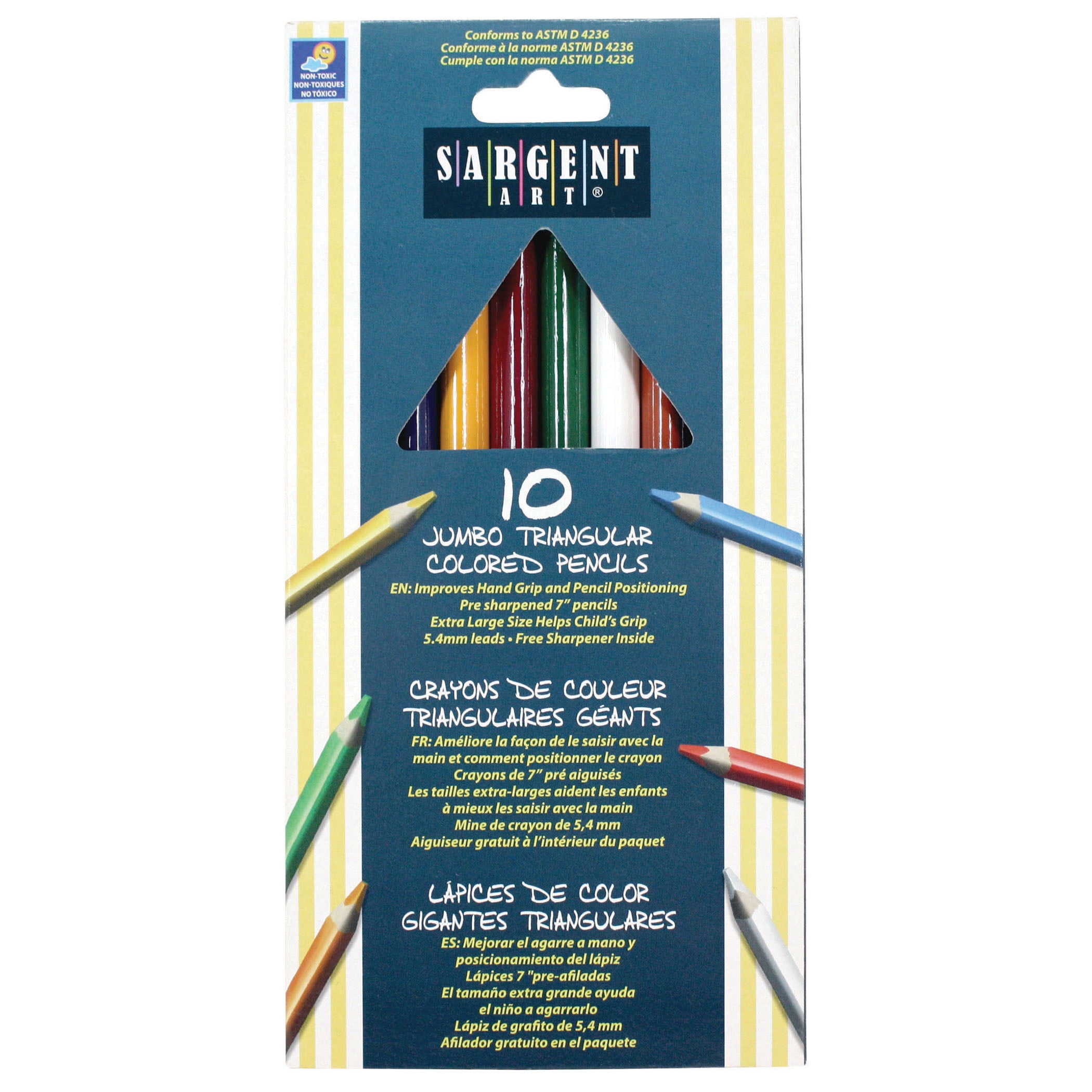 Sargent Art® 6mm Easy Grip Triangle Colored Pencils, 10 per pack, 6 ...