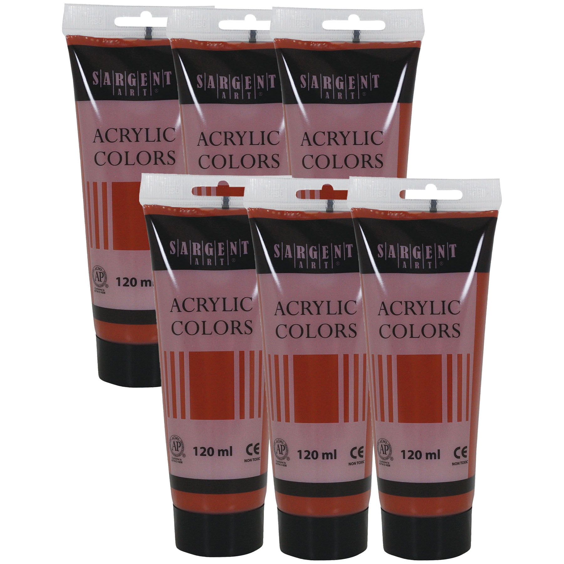 Sargent Art Acrylic Paint Tube, 120 ml, Burnt Sienna, Pack of 6 ...