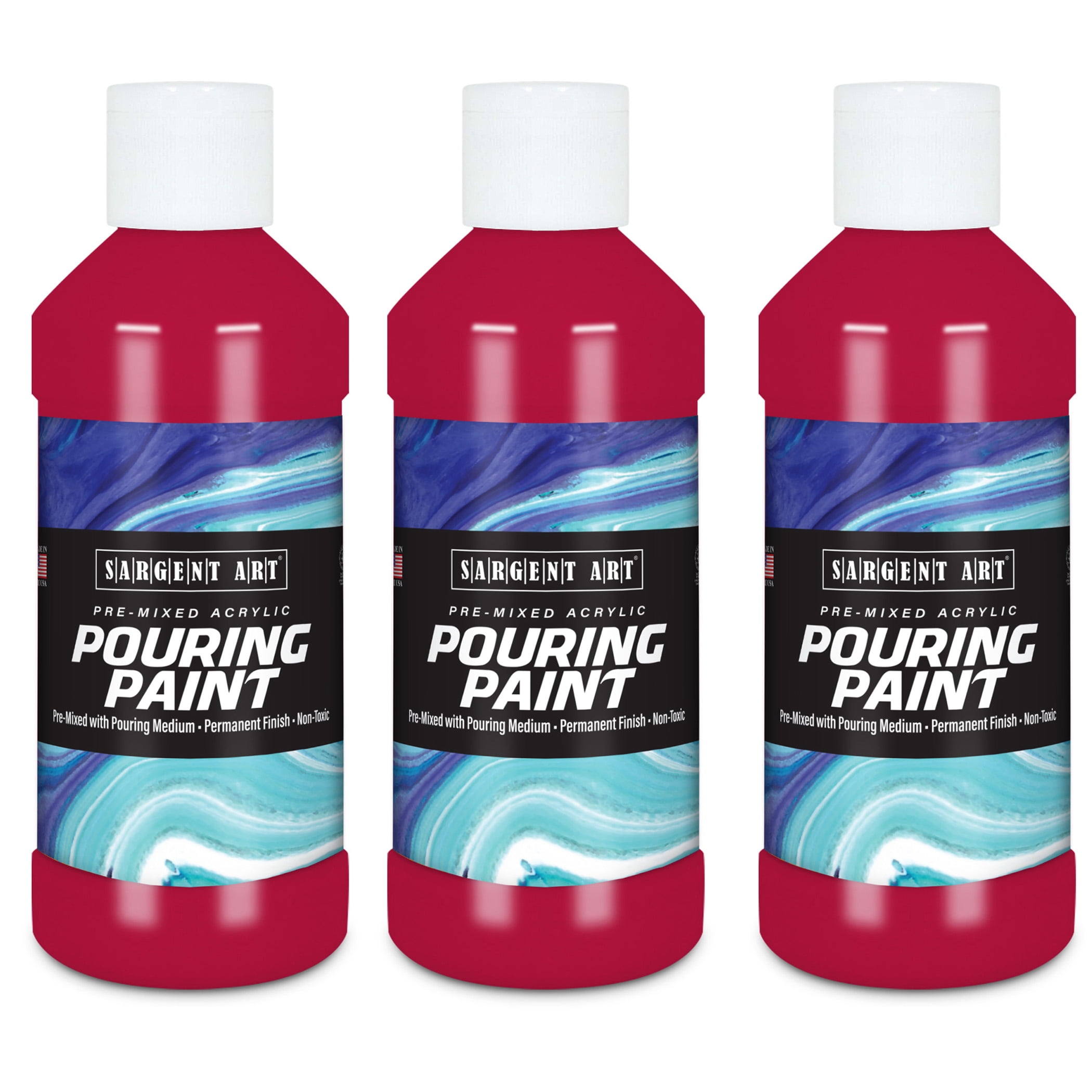 Sargent Art Acrylic Pouring Paint, 8 oz, Rubine Red, Pack of 3 ...