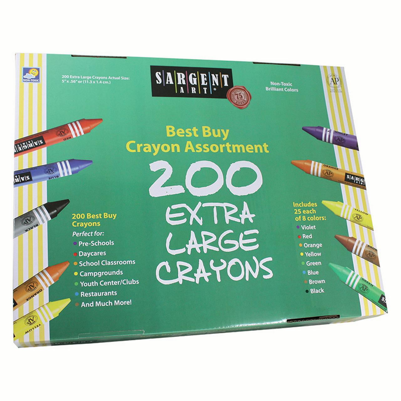 Sargent Art Jumbo Non-Toxic Crayon Set, Assorted Color, Set of 200 ...