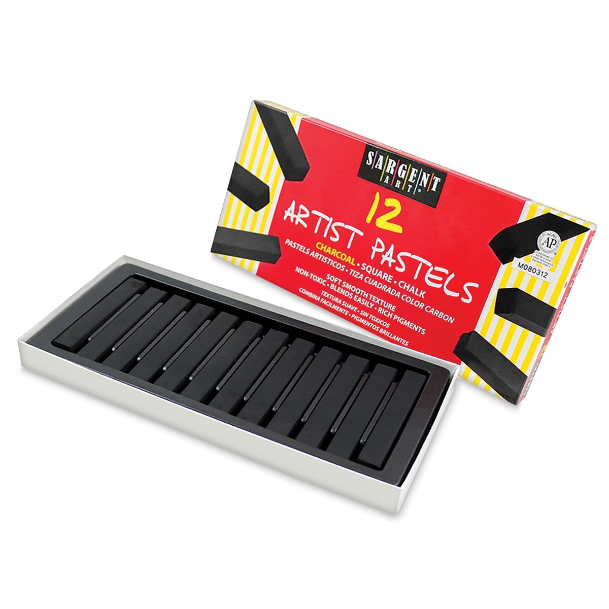 Sargent Art Non-Toxic Square Compressed Charcoal Pastel, 3/8 x 2-3/8 ...