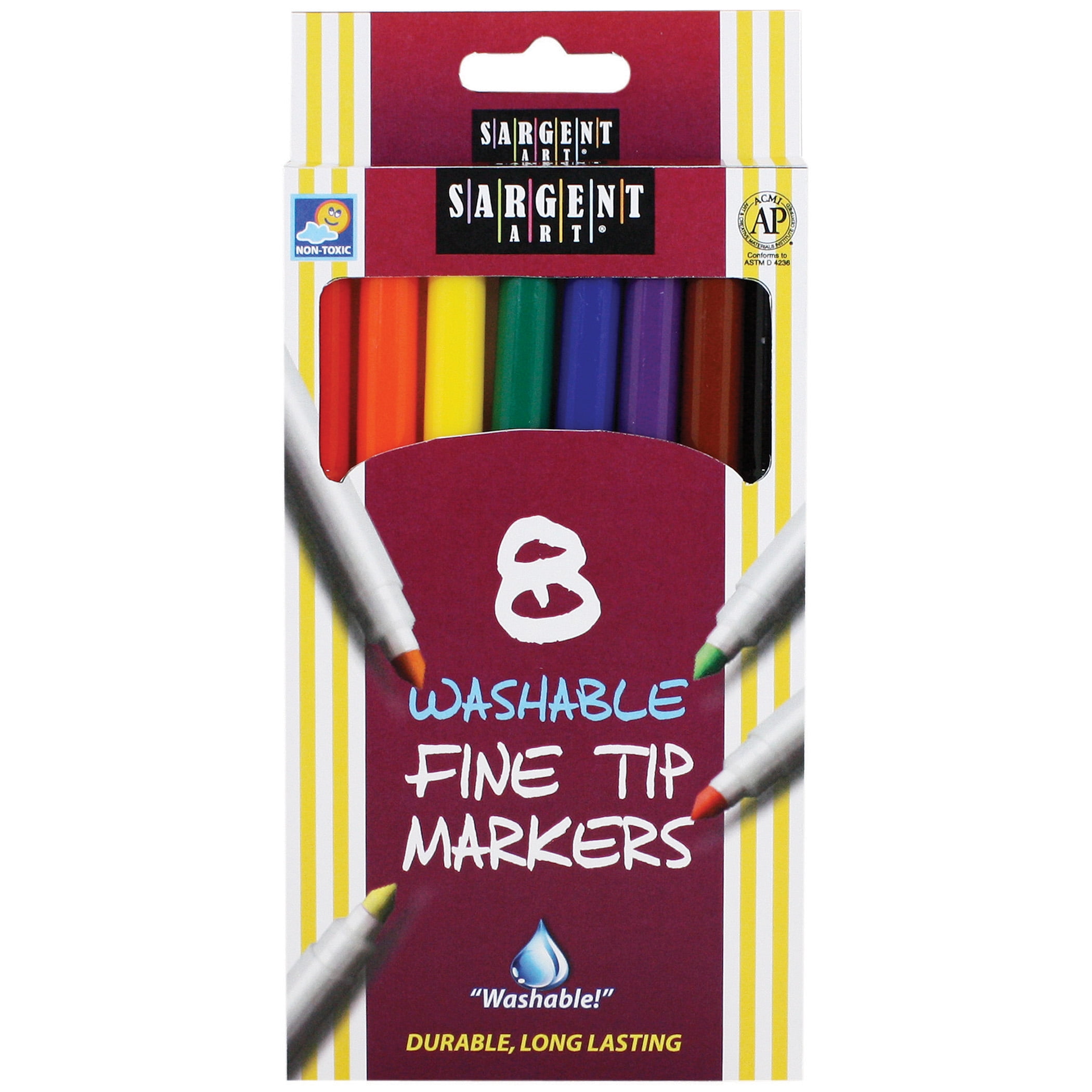 Sargent Art® Washable Felt Super Tip Markers, Fine Tip, 8 colors per ...