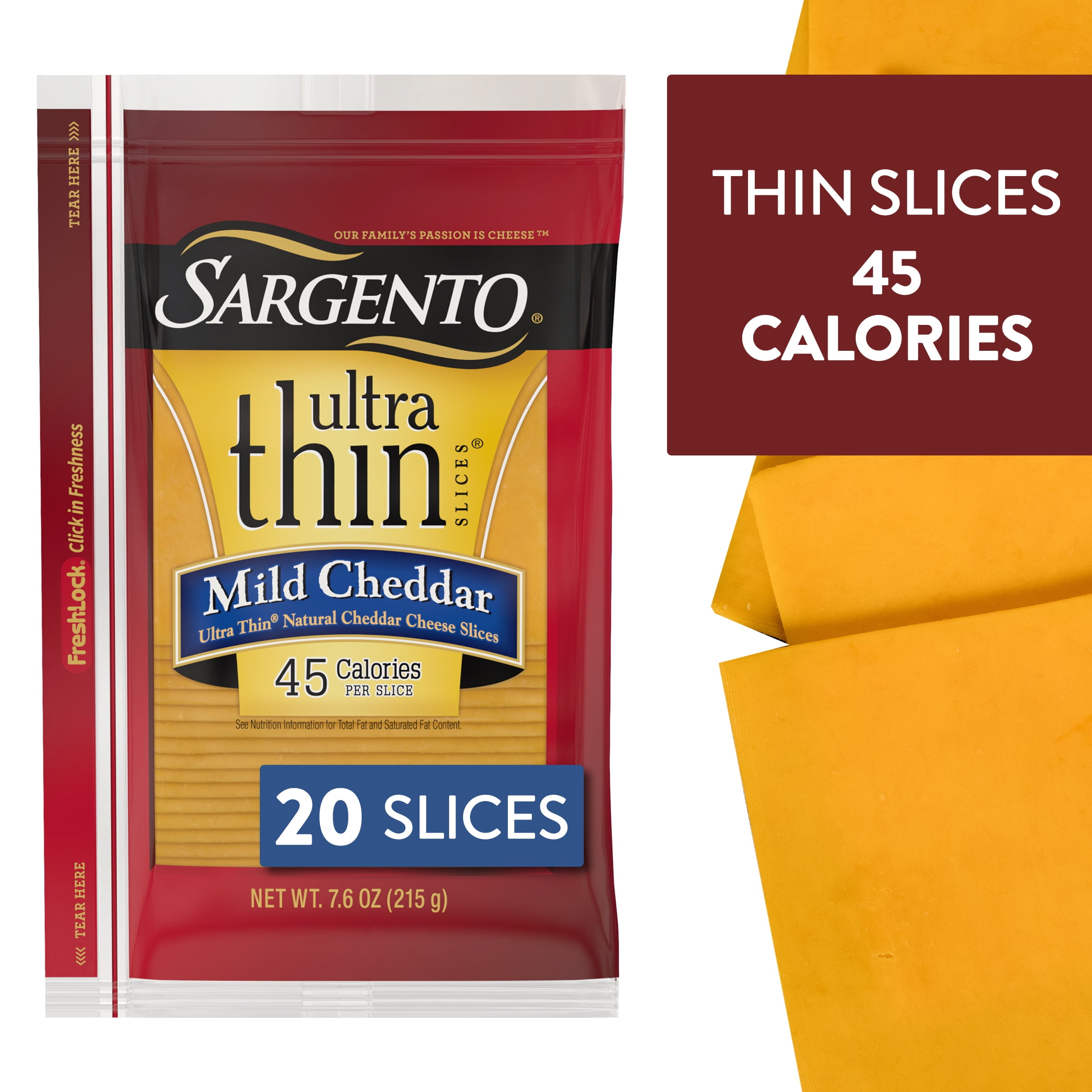 Sargento® Mild Natural Cheddar Cheese Ultra Thin® Slices, 20 slices ...