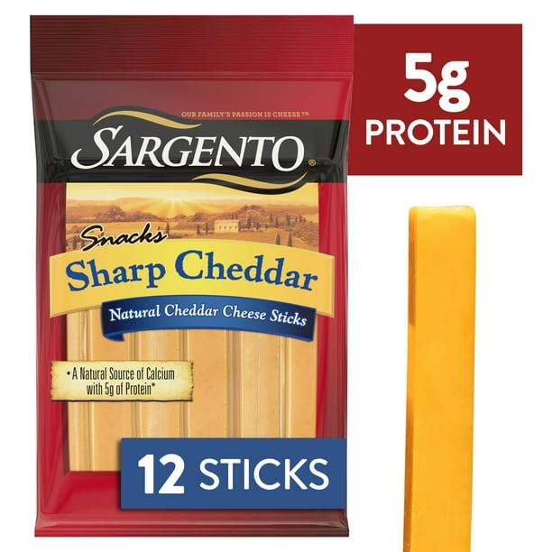 Sargento® Sharp Natural Cheddar Cheese Snack Sticks, 12-Count - Walmart.com