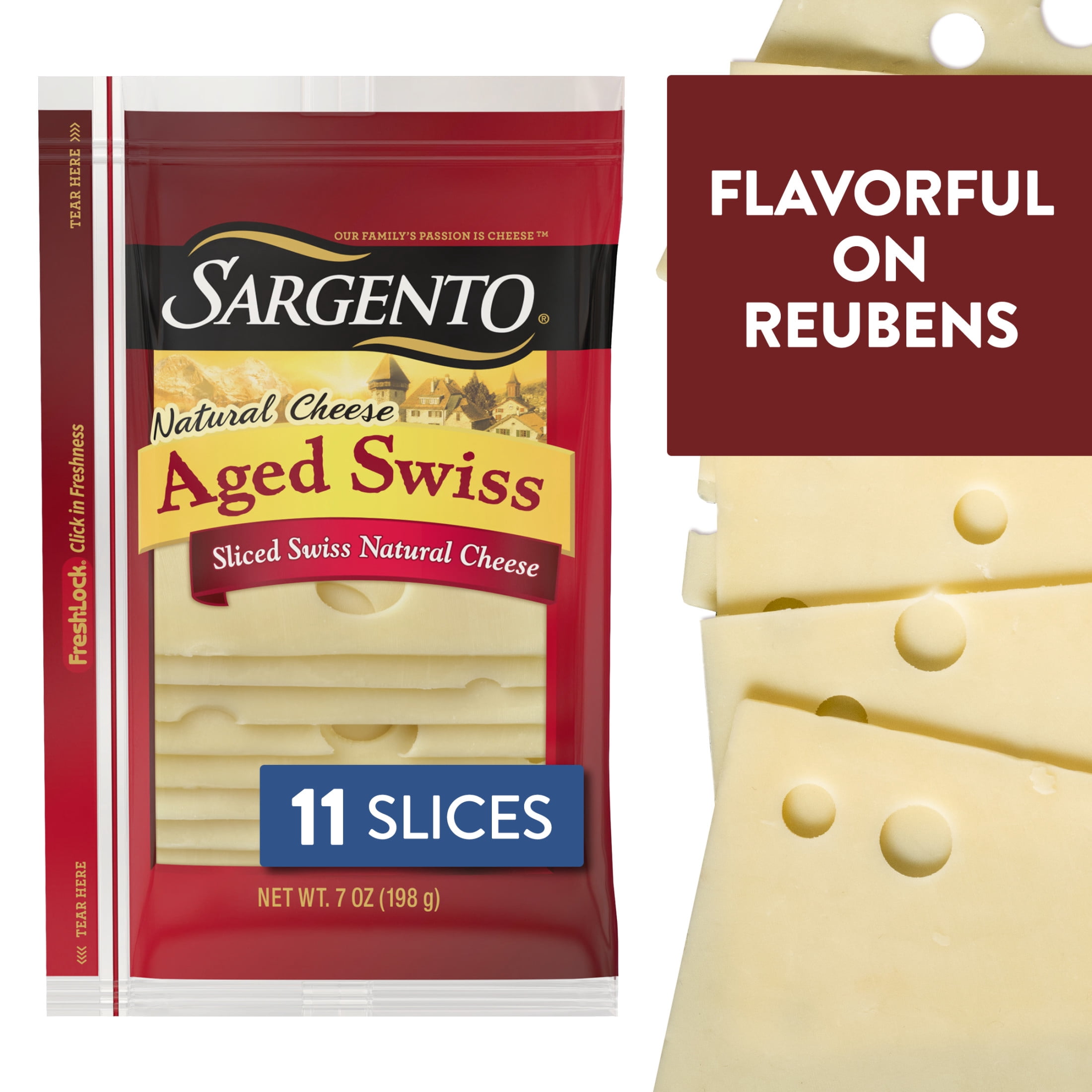 Sargento® Sliced Aged Swiss Natural Cheese, 11 slices - Walmart.com