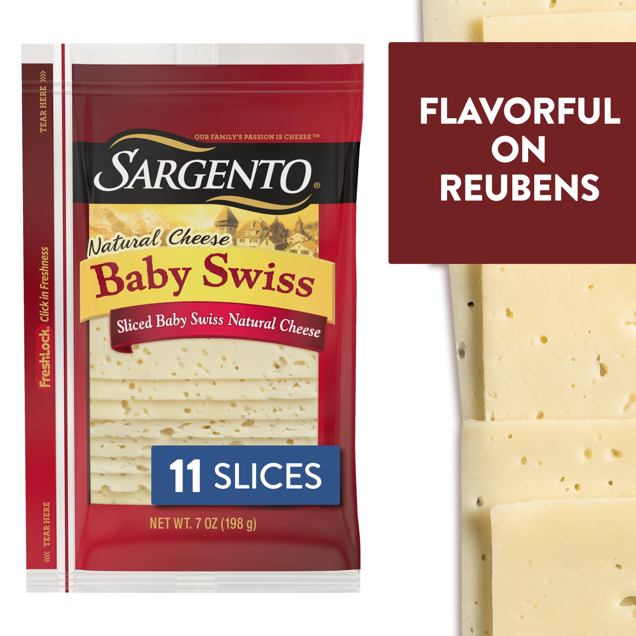 Sargento® Sliced Baby Swiss Natural Cheese, 11 slices - Walmart.com