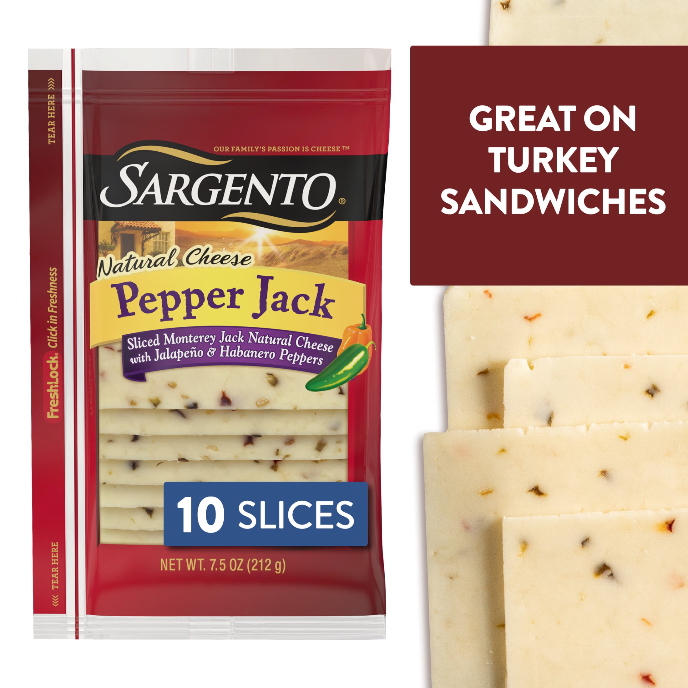 Sargento® Sliced Pepper Jack Natural Cheese, 10 slices - Walmart.com