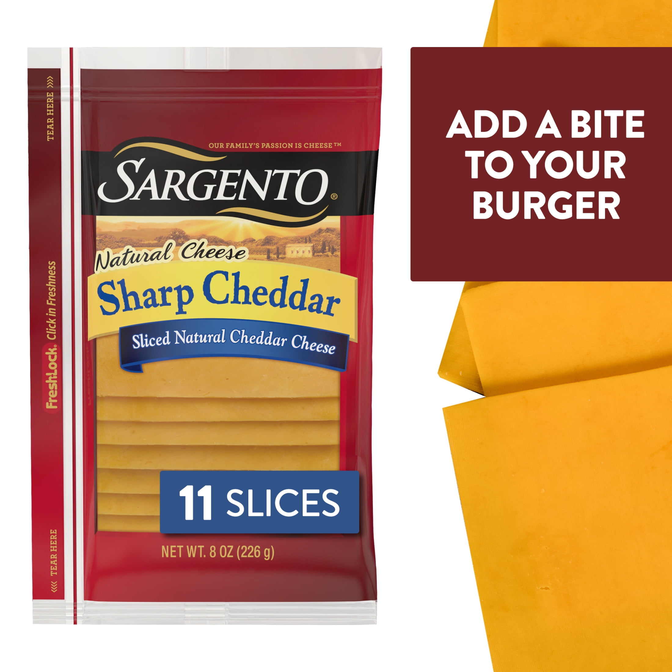 Sargento® Sliced Sharp Natural Cheddar Cheese, 11 slices - Walmart.com