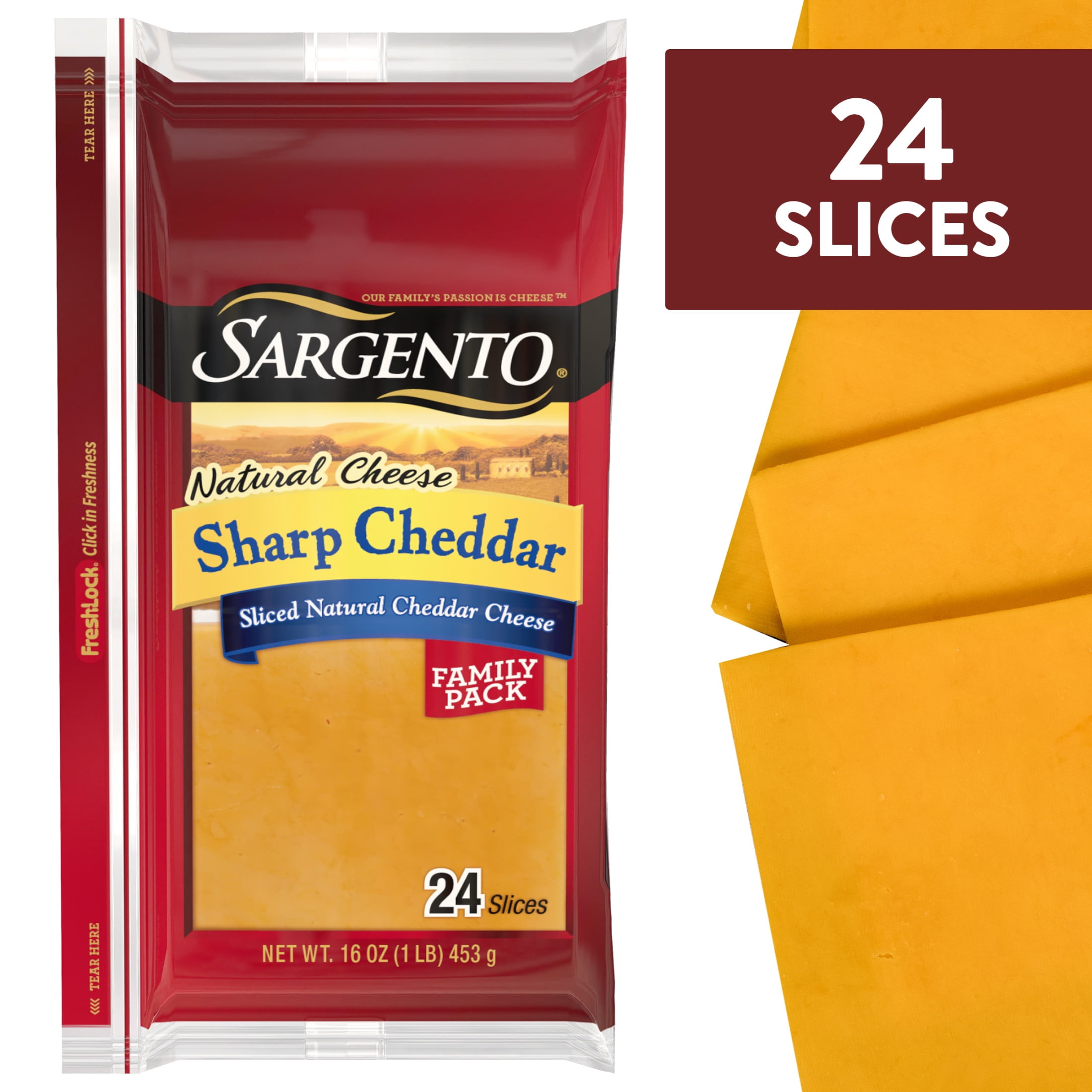 Sargento® Sliced Sharp Natural Cheddar Cheese, 24 slices - Walmart.com