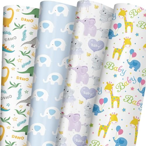 SaringSwoon Baby Shower Wrapping Paper - Baby Gift Wrap With Cute ...