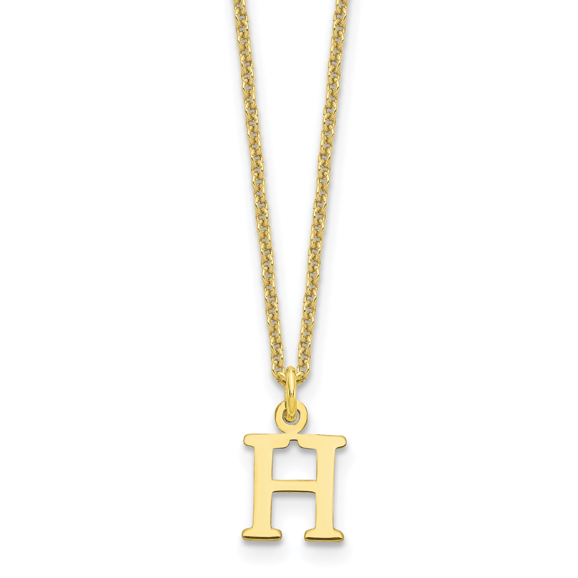 Saris and Things 10K Yellow Gold Cutout Letter H Initial Pendant with ...