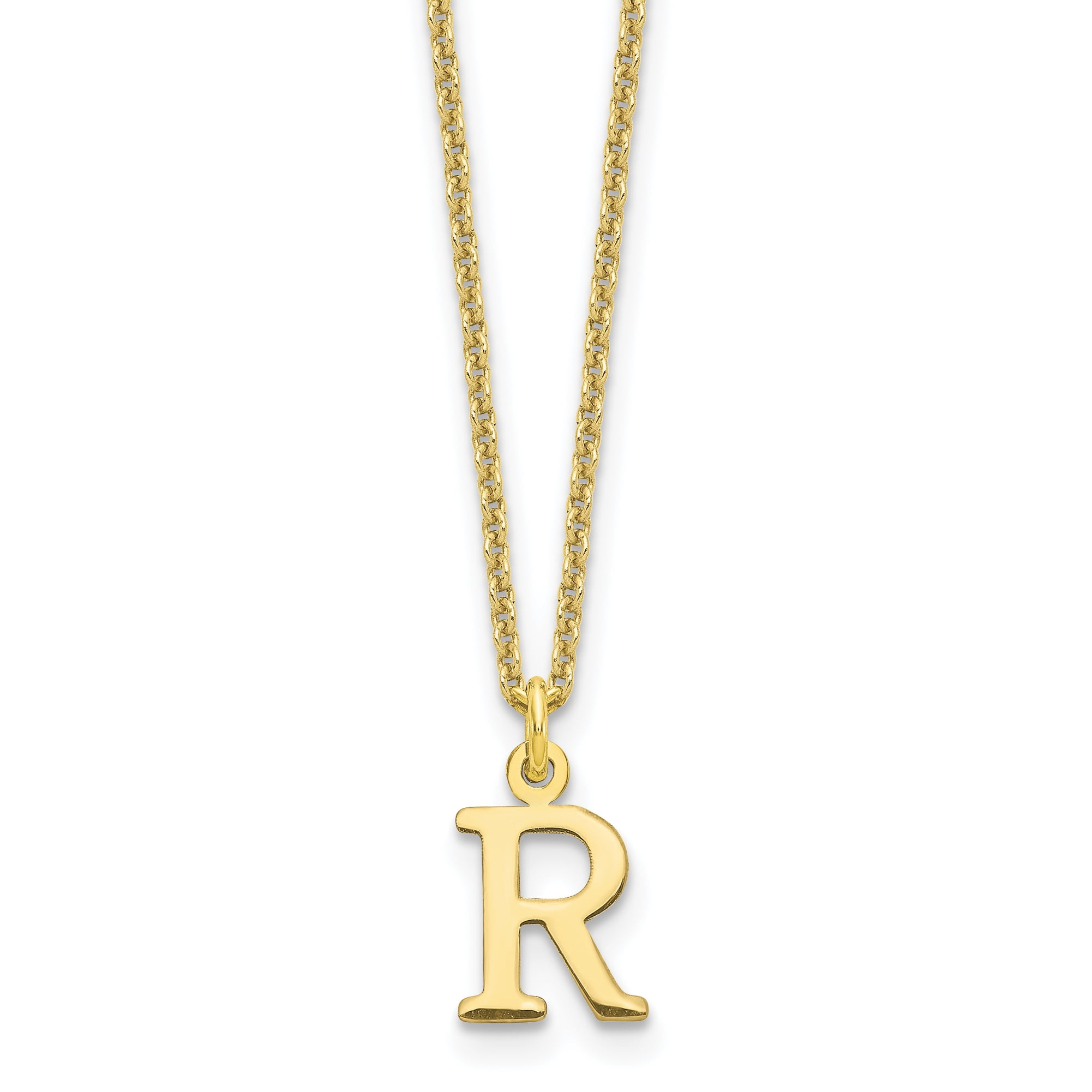 Saris and Things 10K Yellow Gold Cutout Letter R Initial Pendant with ...