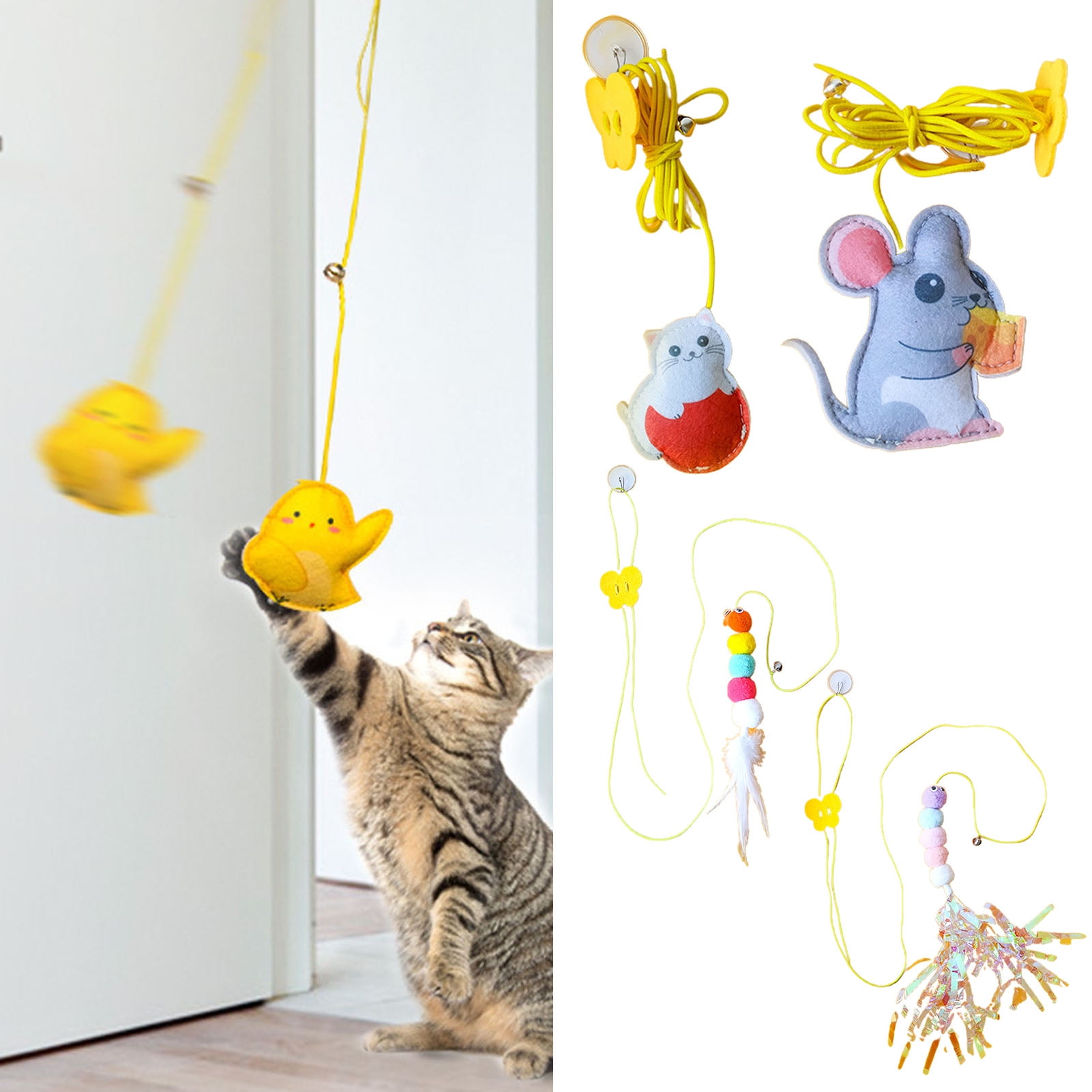 Sarkoyar 200cm Hanging Cat Toy Self-excited Retractable Nylon Stress ...