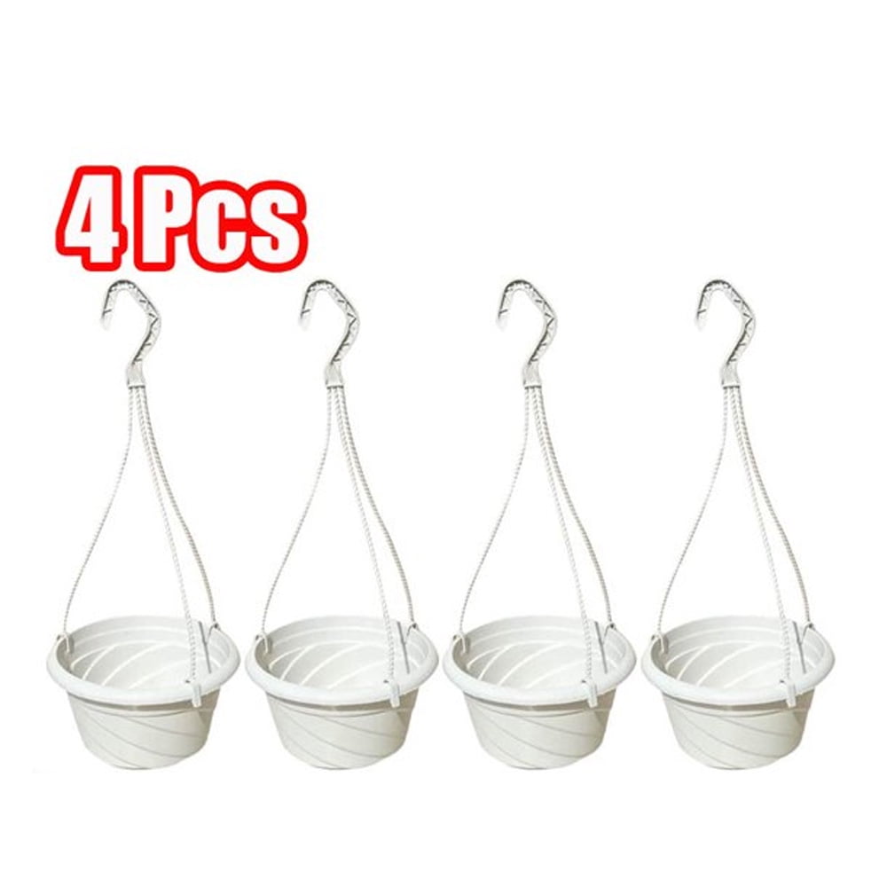 Sarkoyar 4 Pcs Plastic Hanging Flower Plant Pots, Chain Basket Planter ...