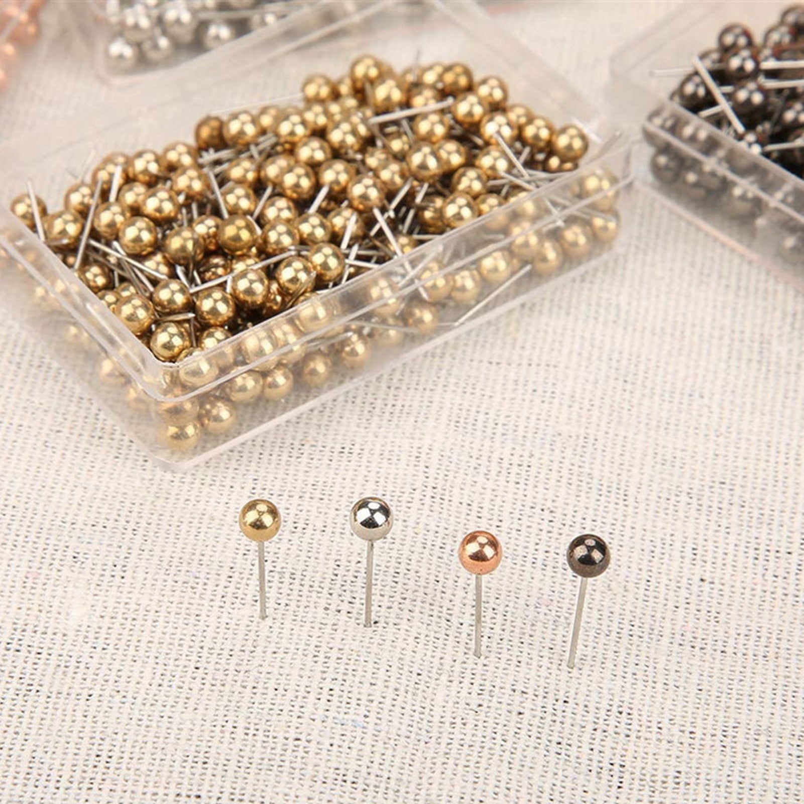 Sarkoyar 480/500Pcs Push Pin with Clear Plastic Box Metallic Color ...