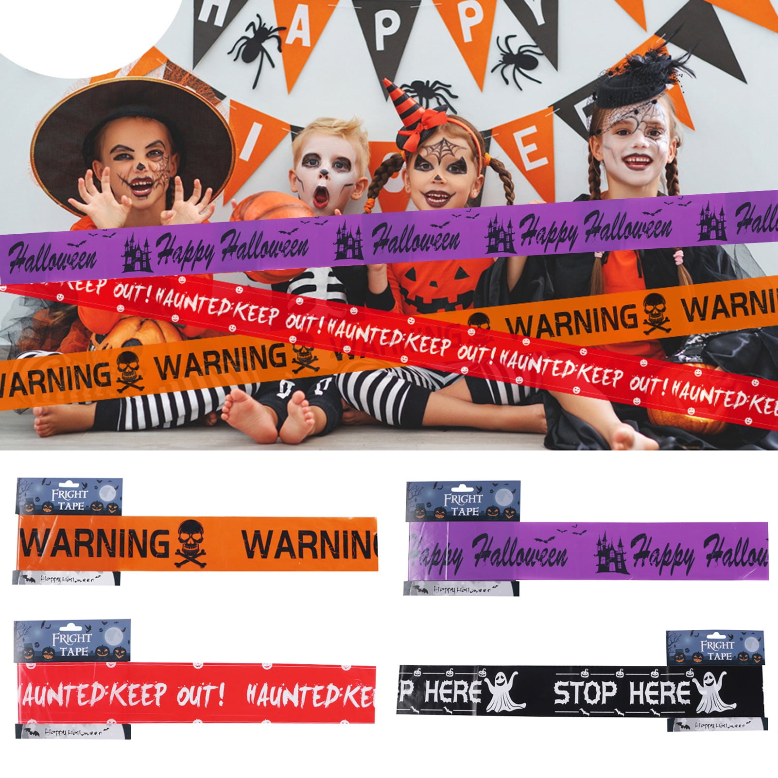Sarkoyar 600/900CM Halloween Warning Tape Skull Ghost Haunted Keep Out ...