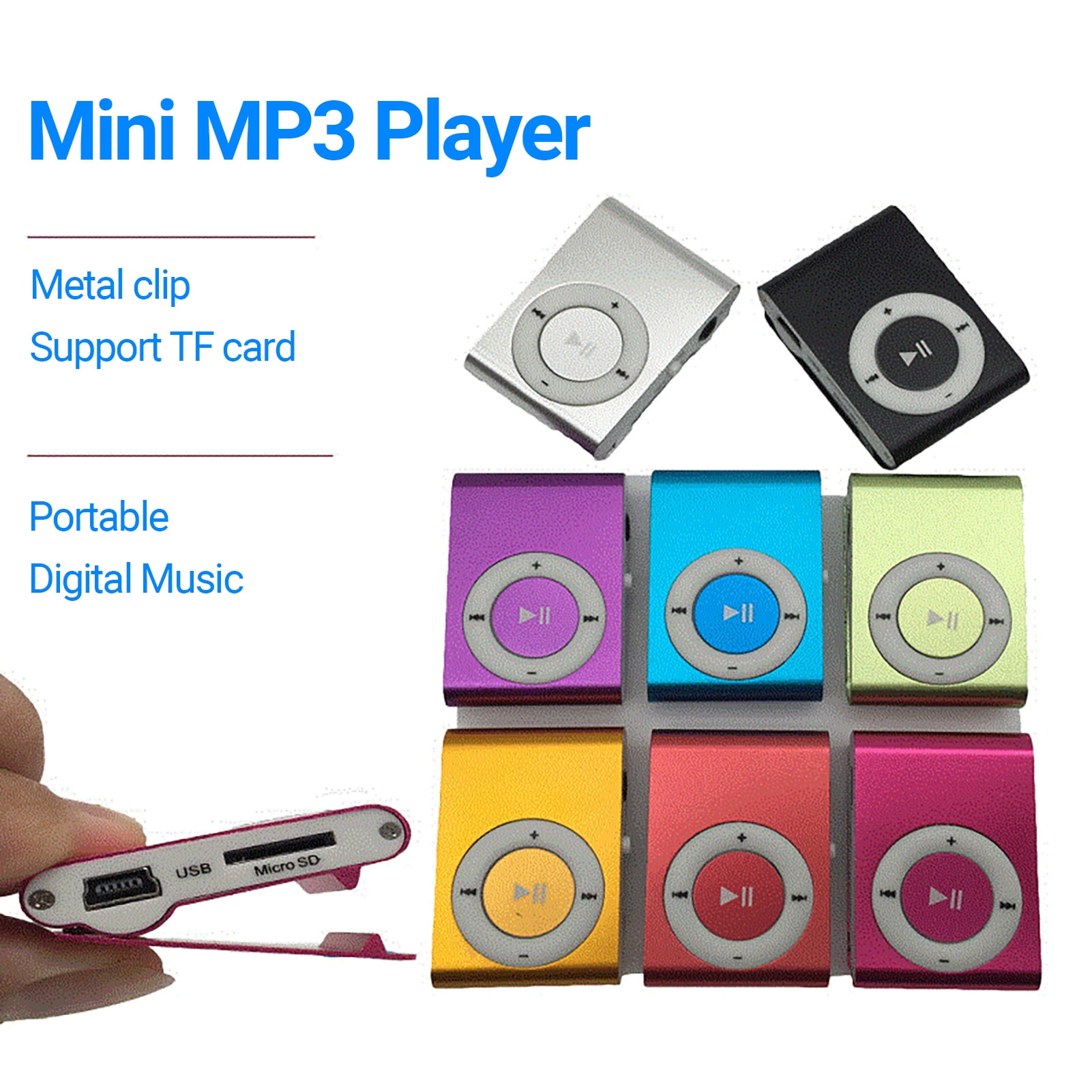 Sarkoyar Mini MP3 Portable TF Card Slot Metal Clip USB Sport Digital ...