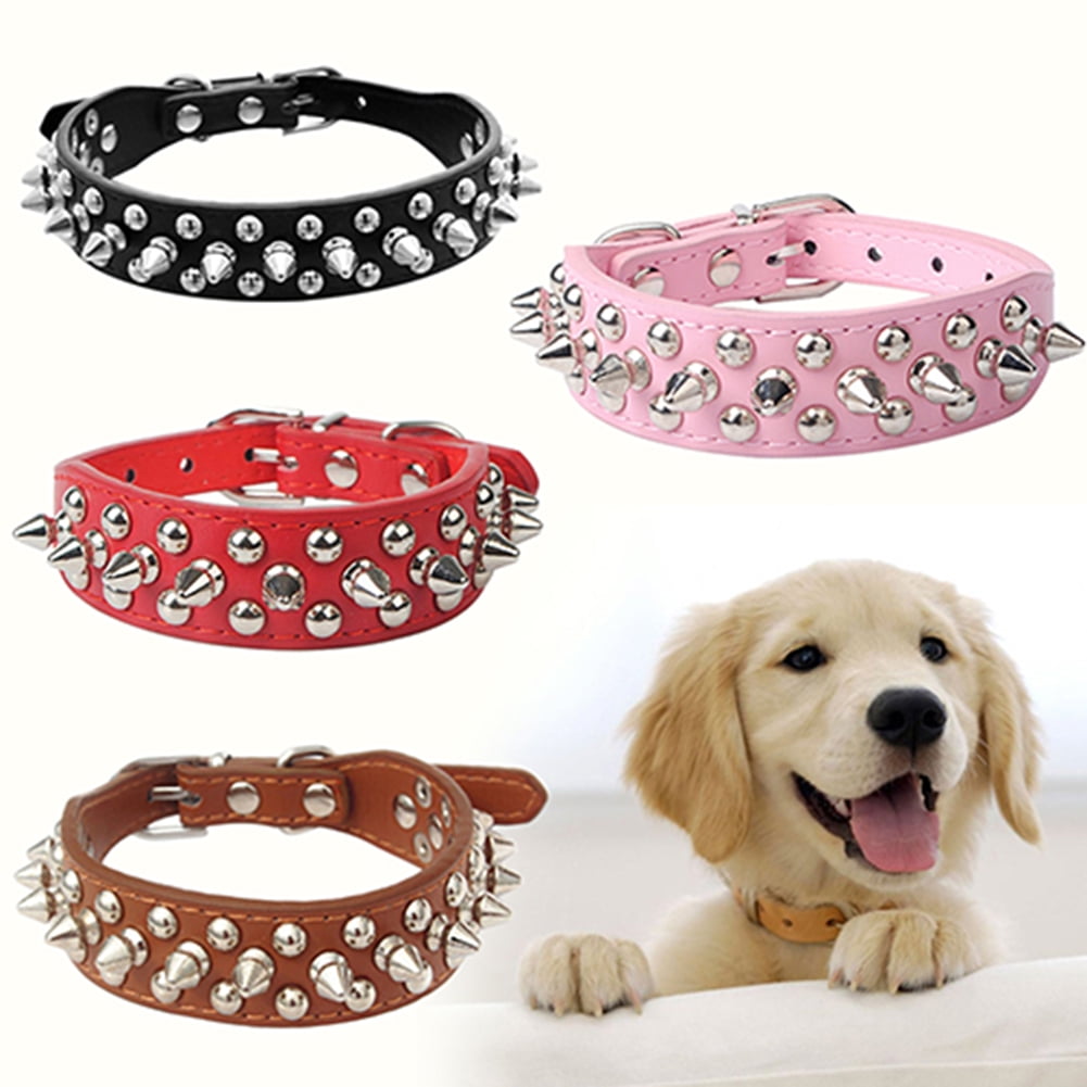 Sarkoyar Pet Dog Rivet Collar Spiked Studded Strap Faux Leather Buckle ...