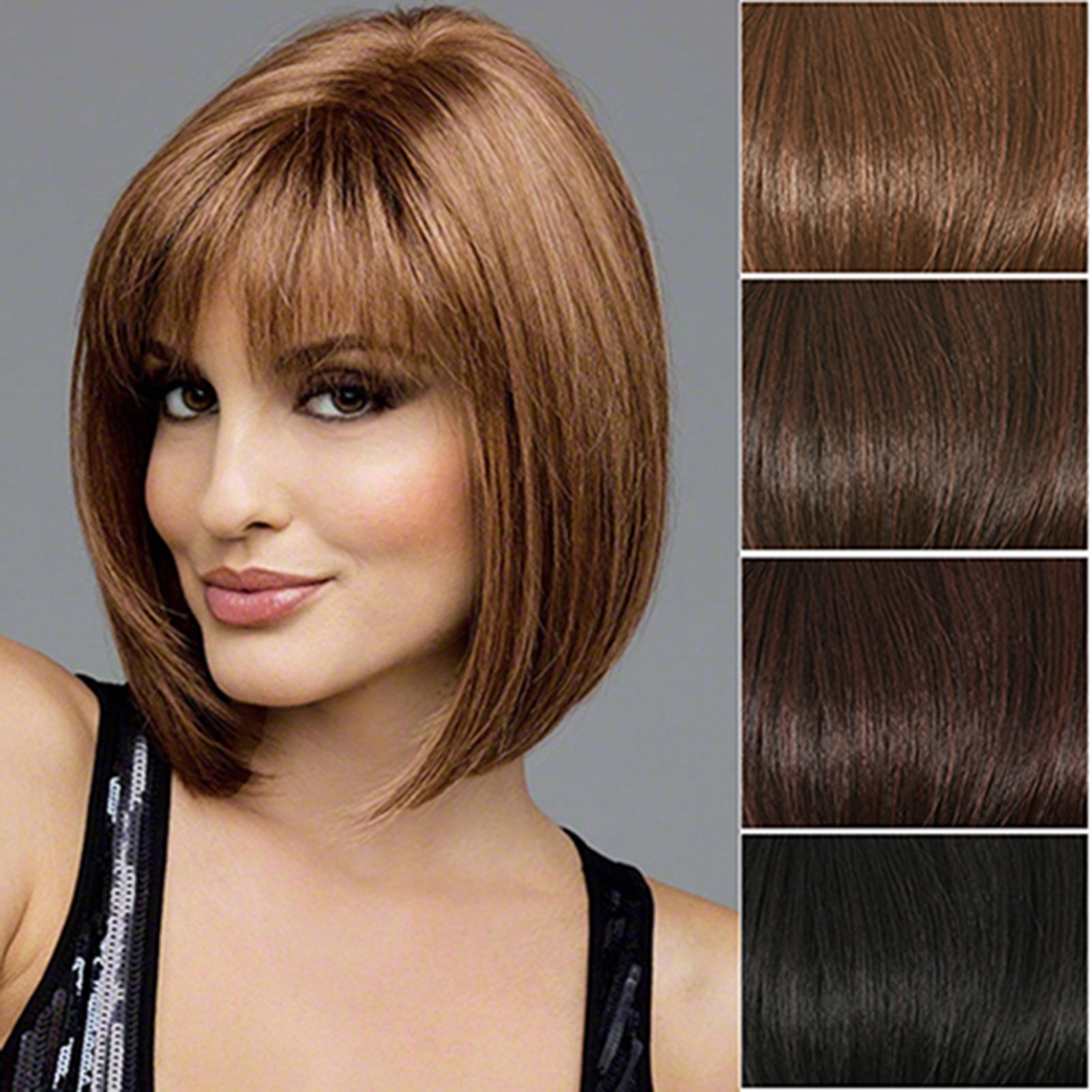 Sarkoyar Short Wigs Fashion Silky Realistic Bob Wigs Short Straight Wig ...