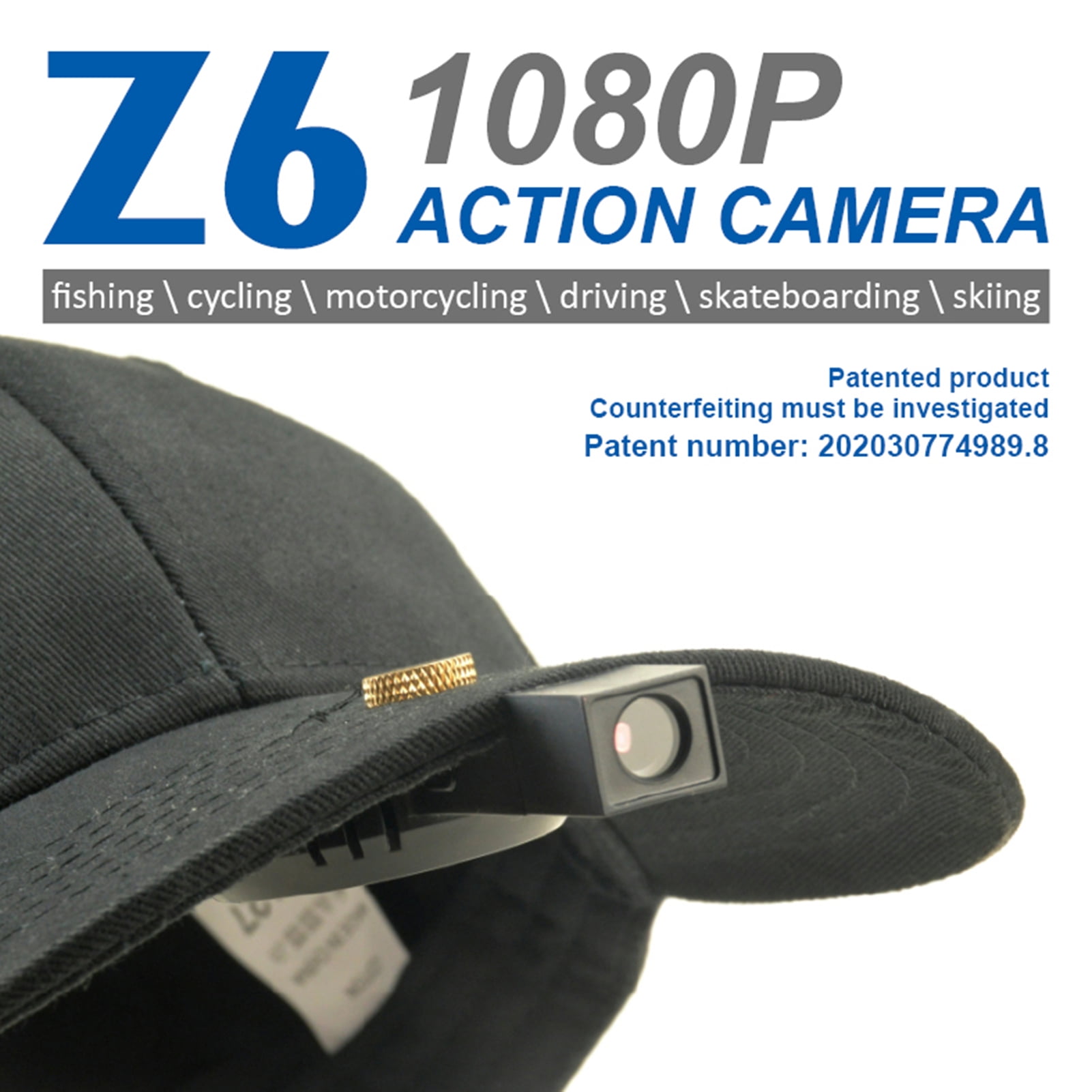 Sarkoyar Z6 Baseball Hat Camera Practical Wide Applicability Black Mini ...