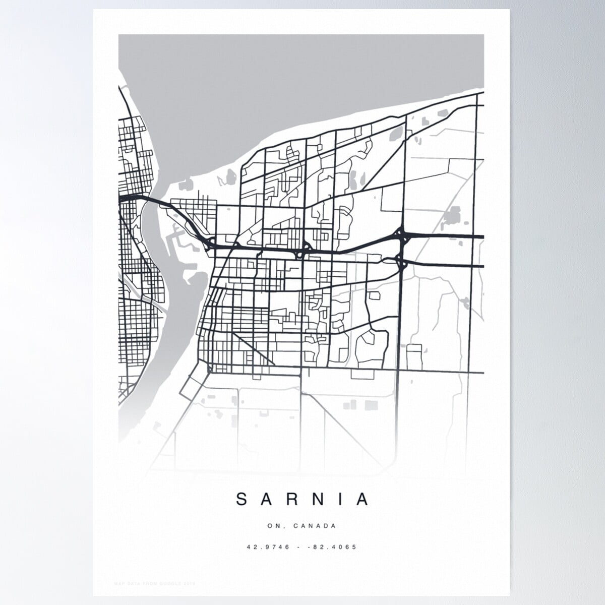 Sarnia, Ontario, Canada Map Poster Poster Wall Art, Modern Wall Decor ...
